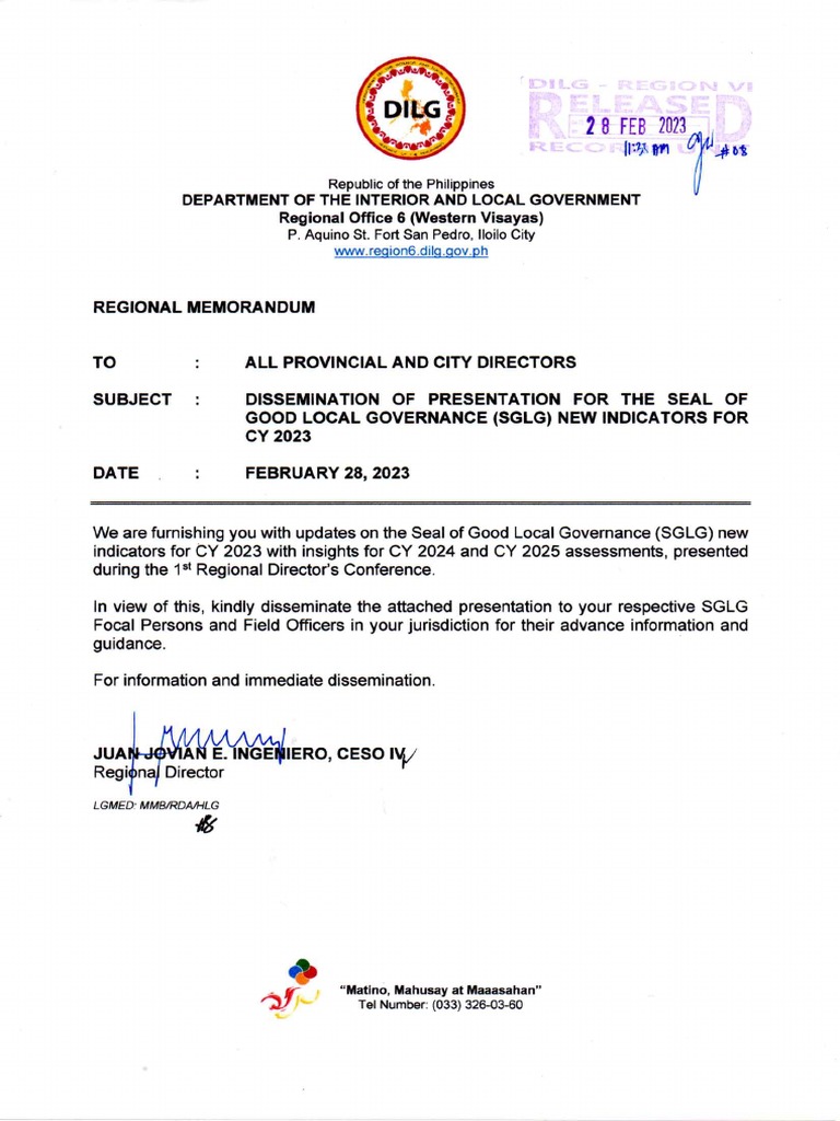 CY 2023 SGLG Indicators - For FOs | PDF | Waste | Municipal Solid Waste