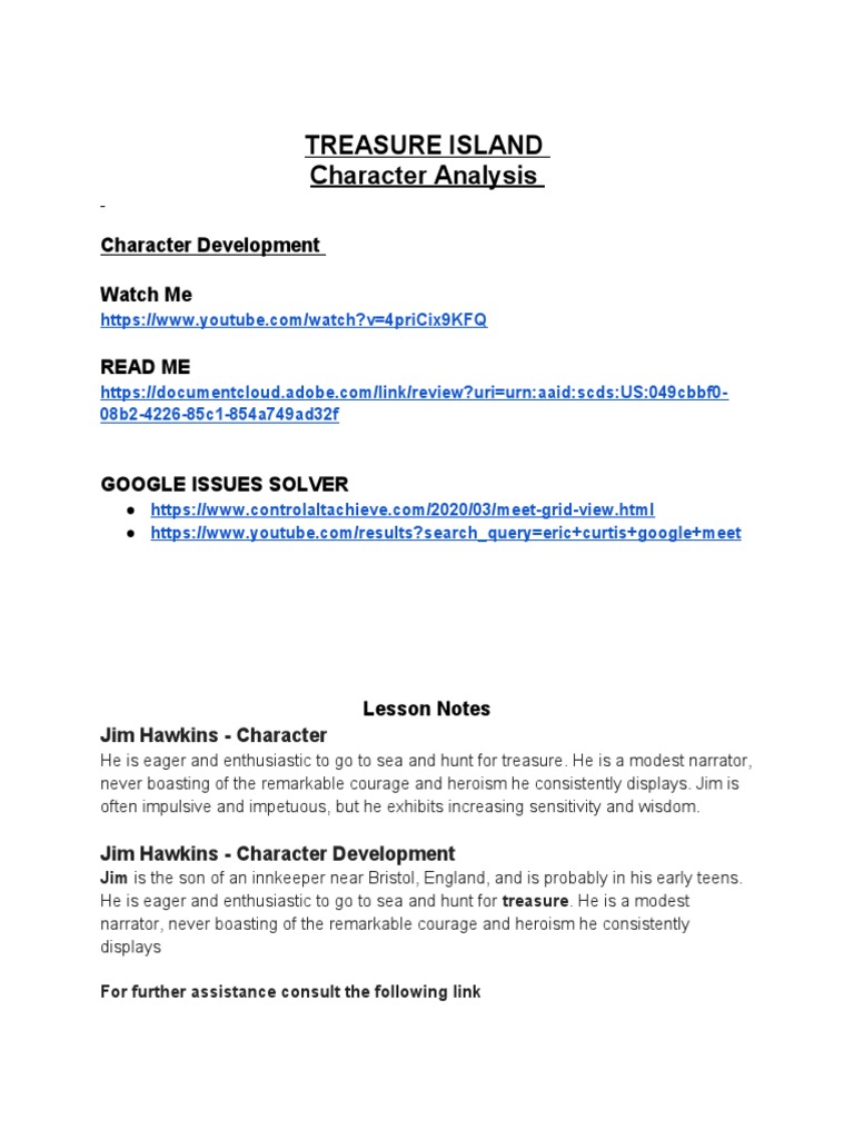 TREASURE ISLAND-character Analysis | PDF
