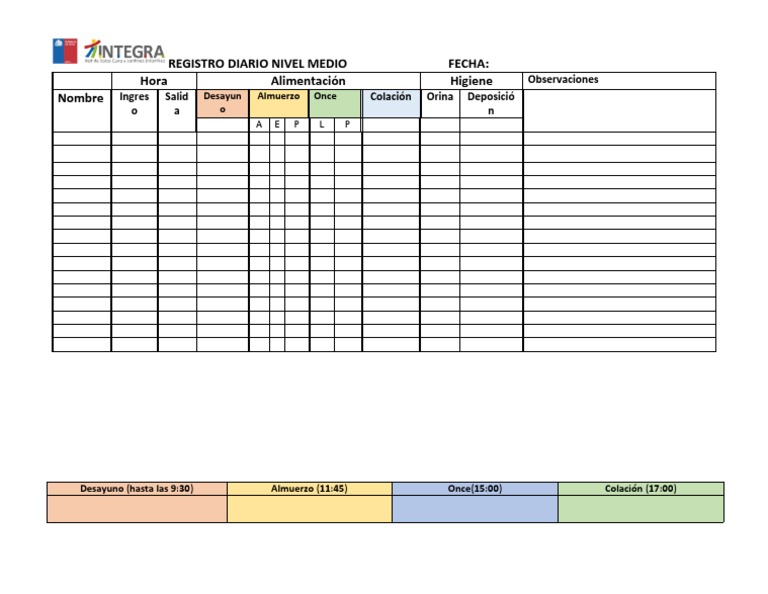 Formato Rutina Diaria Nivel Medio | PDF