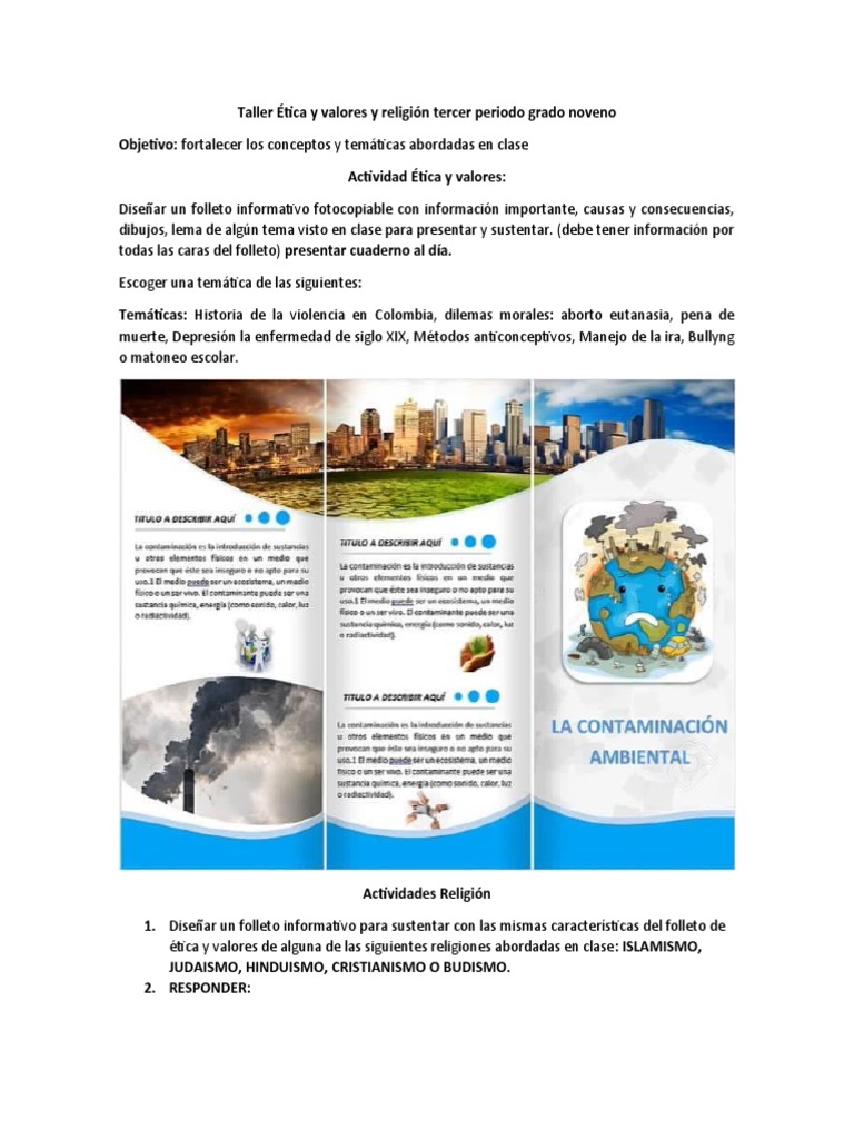 Taller Ética y Valores y Religión Grado Noveno | PDF
