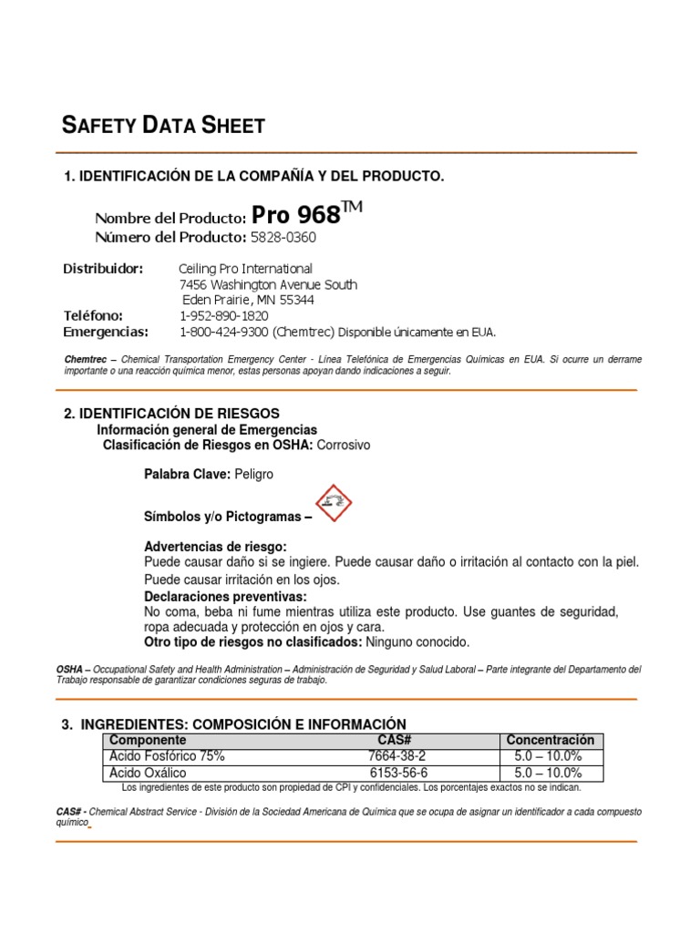 SDS Pro 968 - Español 20181030 | PDF