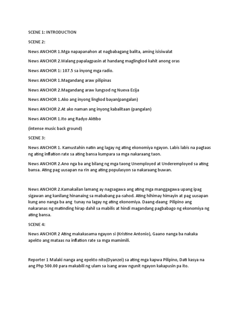 Broadcasting Script Ekonomiya | PDF