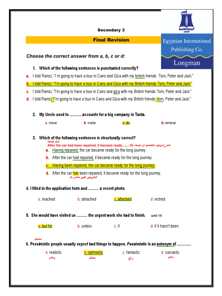Longman Writing Part 3 - Answers Explained | PDF