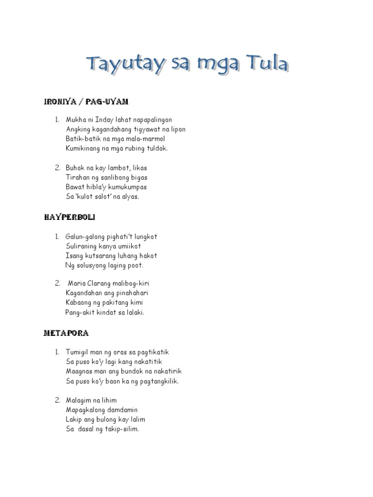 Tayutay NG Mga Tula | PDF