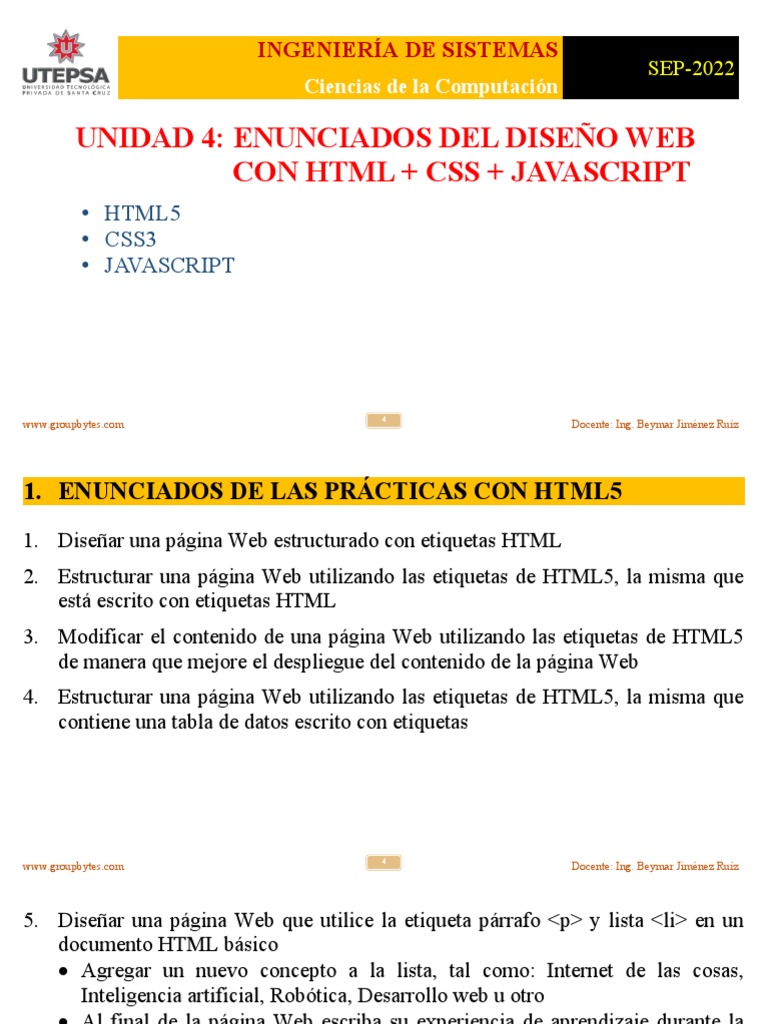 Actividad 4.2 Practica de Desarrollo Web Con HTML, CSS y JavaScript v01 | PDF | Página web | Red ...