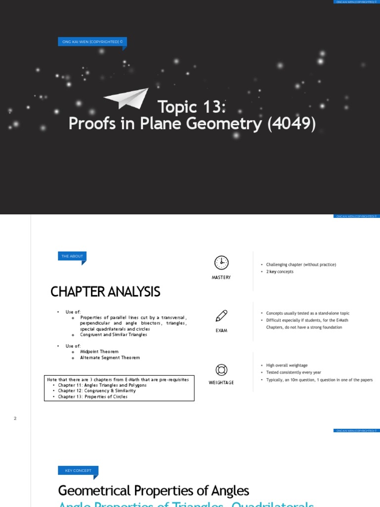 Topic 13: Proofs in Plane Geometry (4049) | PDF | Triangle | Perpendicular