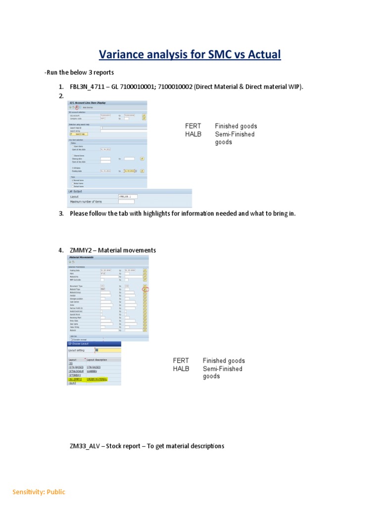 How To Prepare Variance Analysis For SMC Vs Actual | PDF | Cost ...