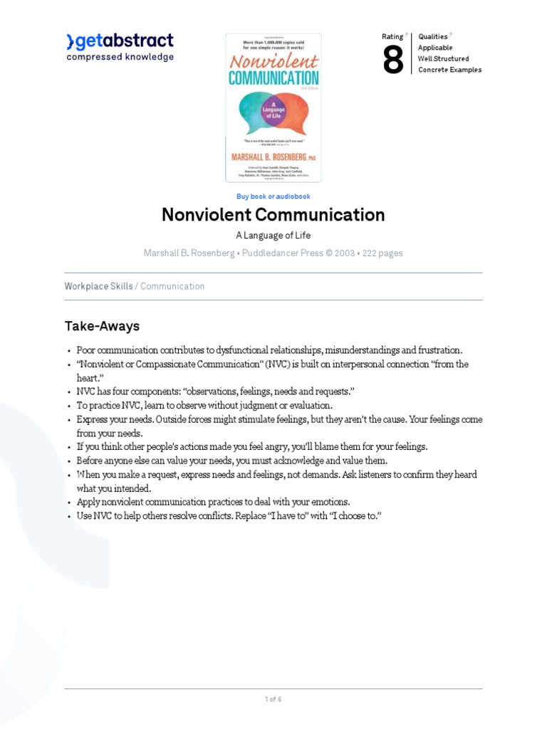 Nonviolent Communication Rosenberg en 23198 | PDF | Cognitive Science ...