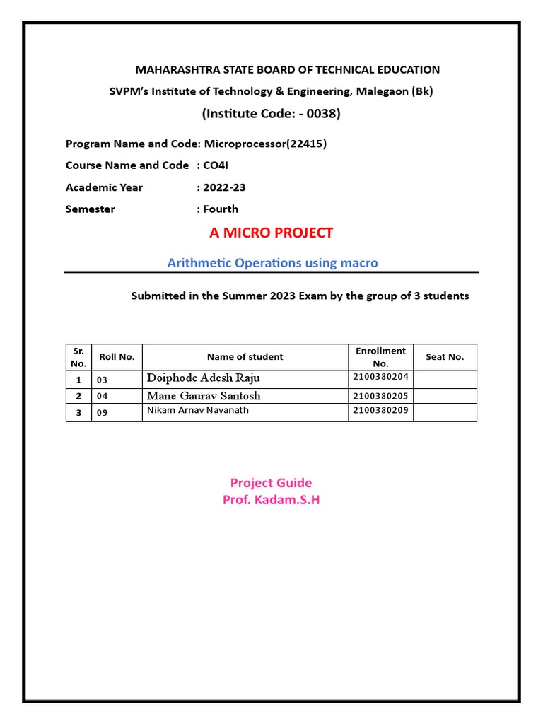 Micro | PDF | Assembly Language | Computer Program