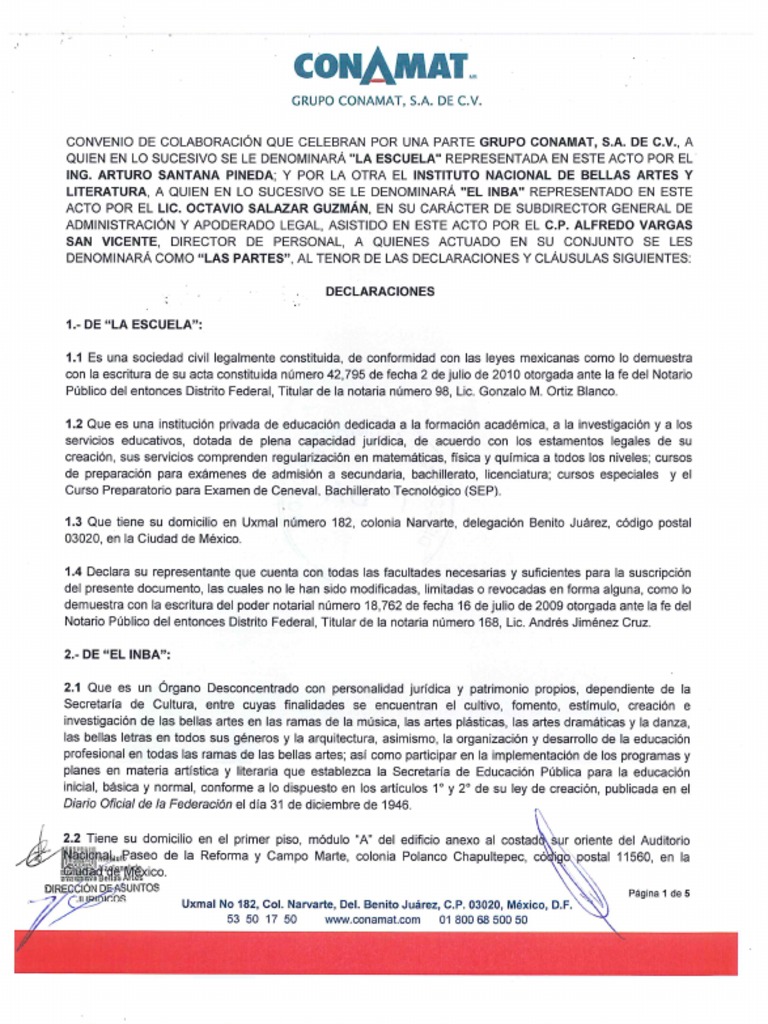 Convenio Conamat | PDF