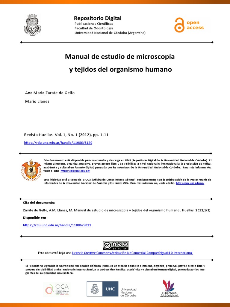 Manual de estudio de microscopía y tejidos del organismo humano | PDF ...