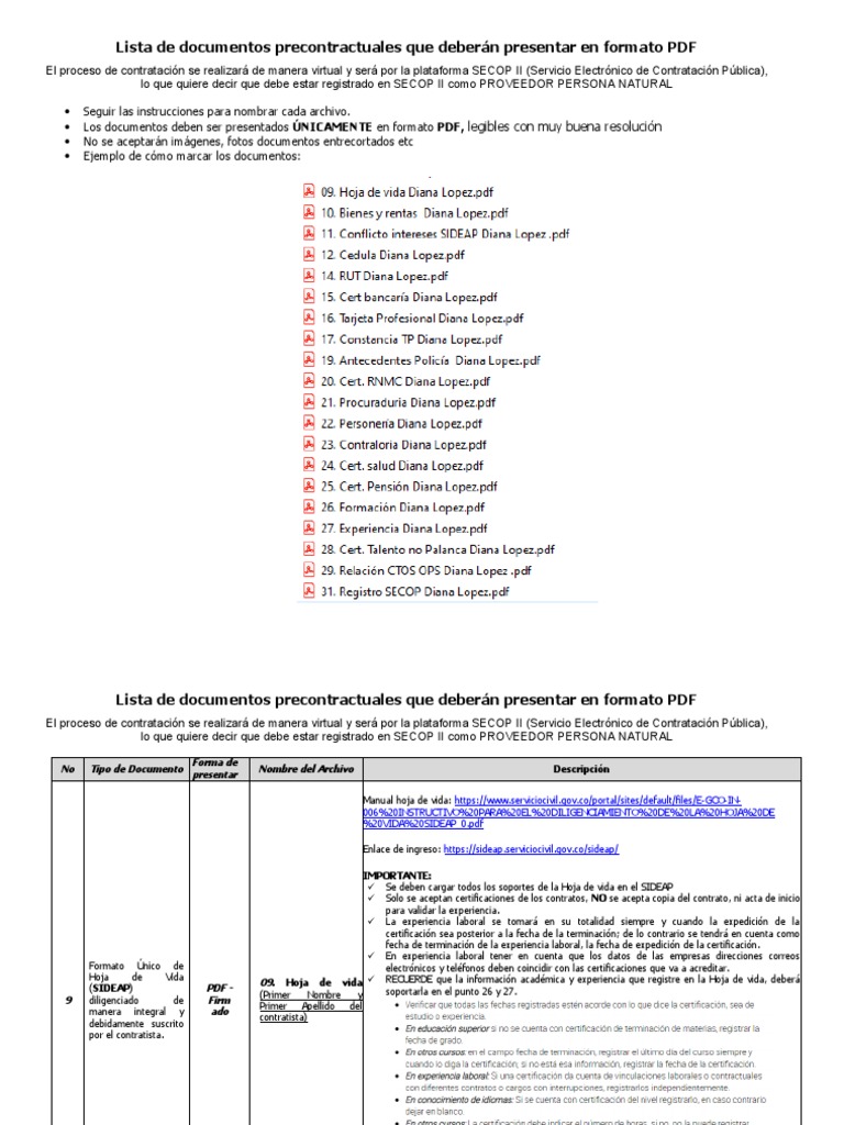 Lista Documentos CTOS Prestación Servicios | PDF