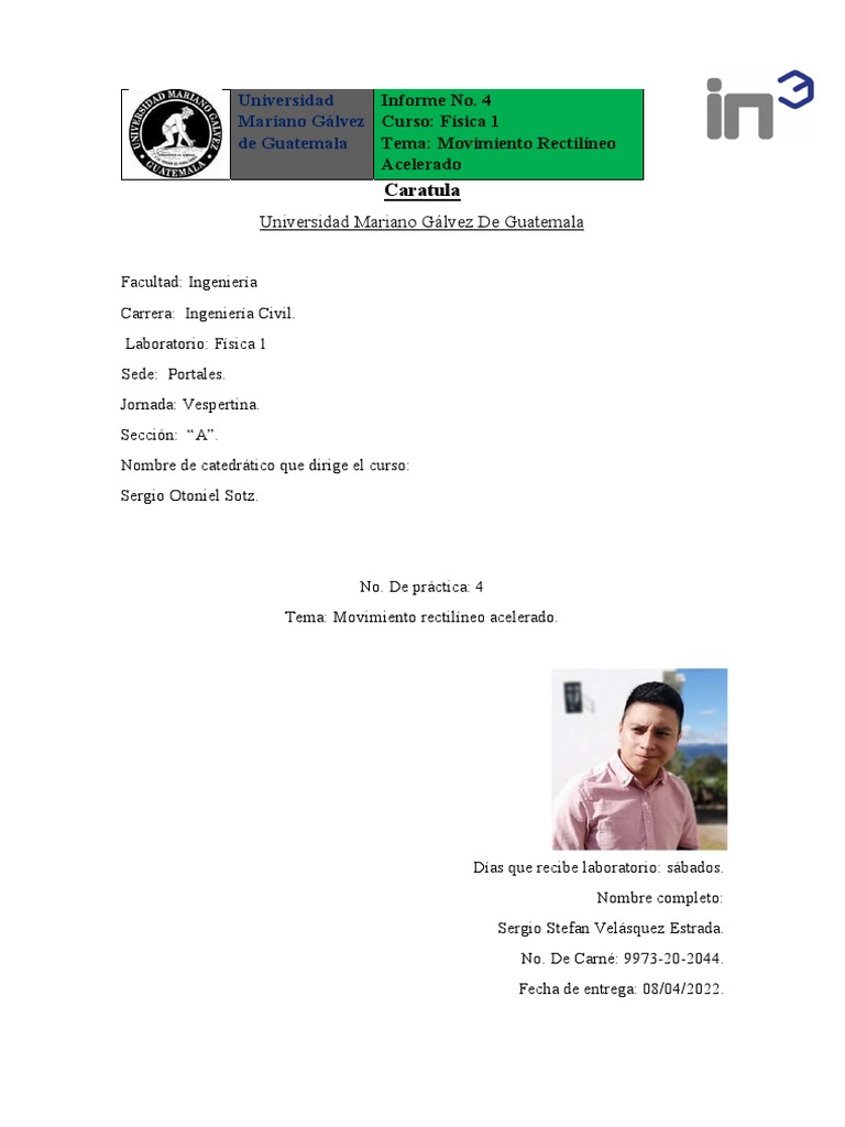 Tarea 4, Lab Fisica 1 | PDF | Velocidad | Aceleración