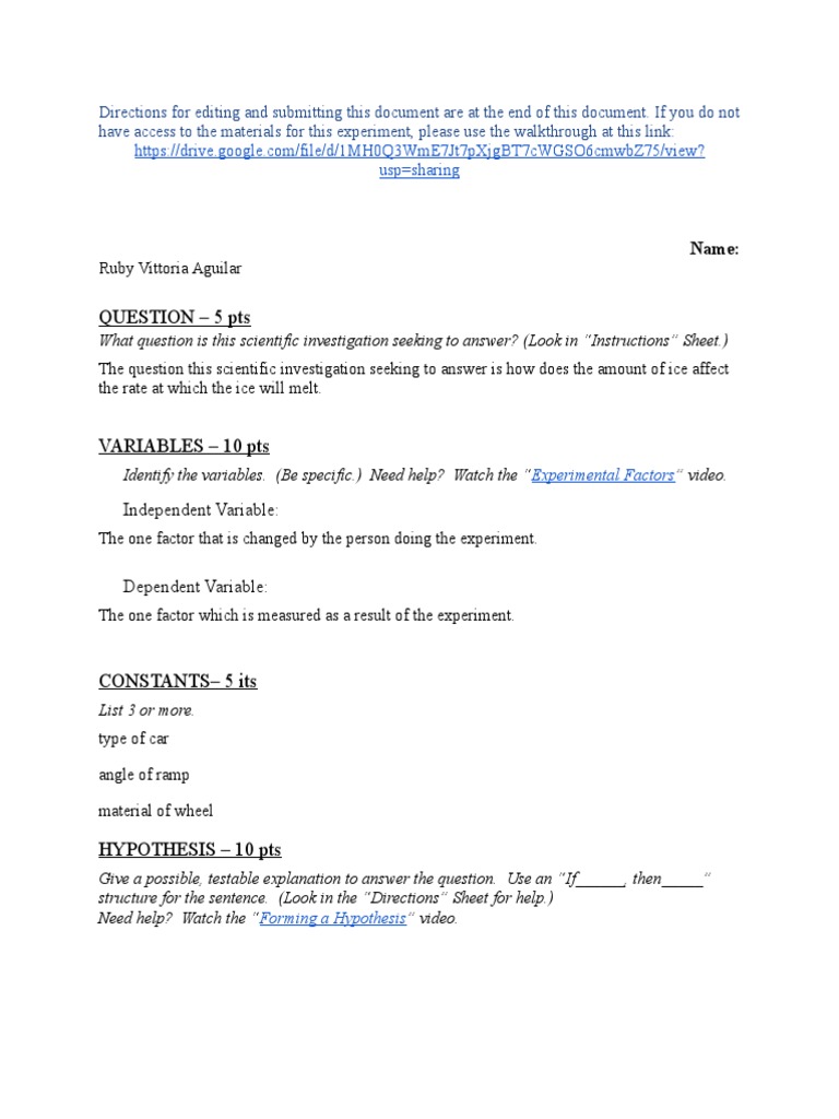 Project 1 Scientific Methods Lab Report | PDF