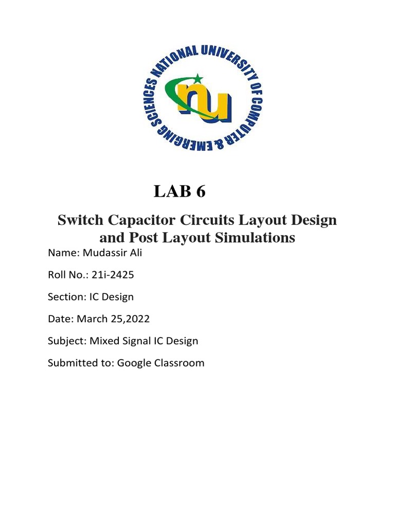 Switch Capacitor Circuits Layout Design and Post Layout Simulations | PDF | Computer Science ...