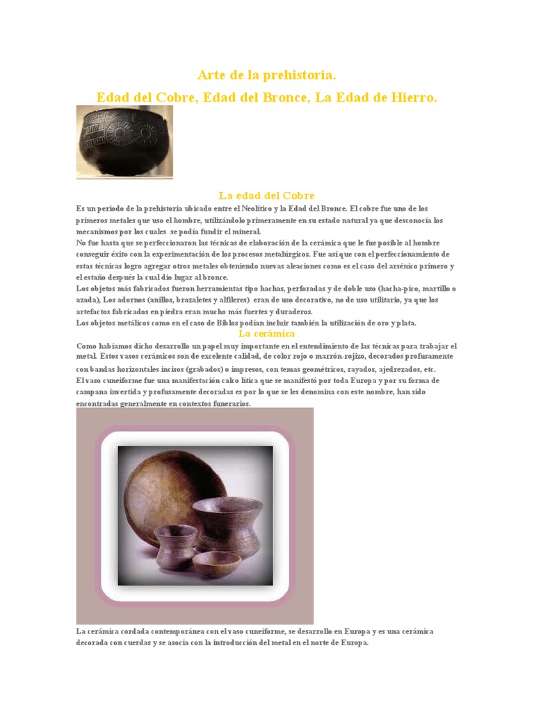 Edad De Los Metales Arte Pdf Edad De Hierro Bronce