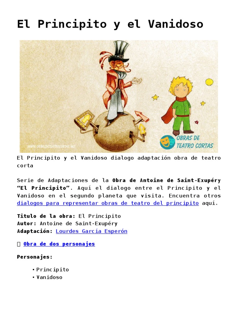Diálogo del Principito y el Vanidoso | PDF | Arte