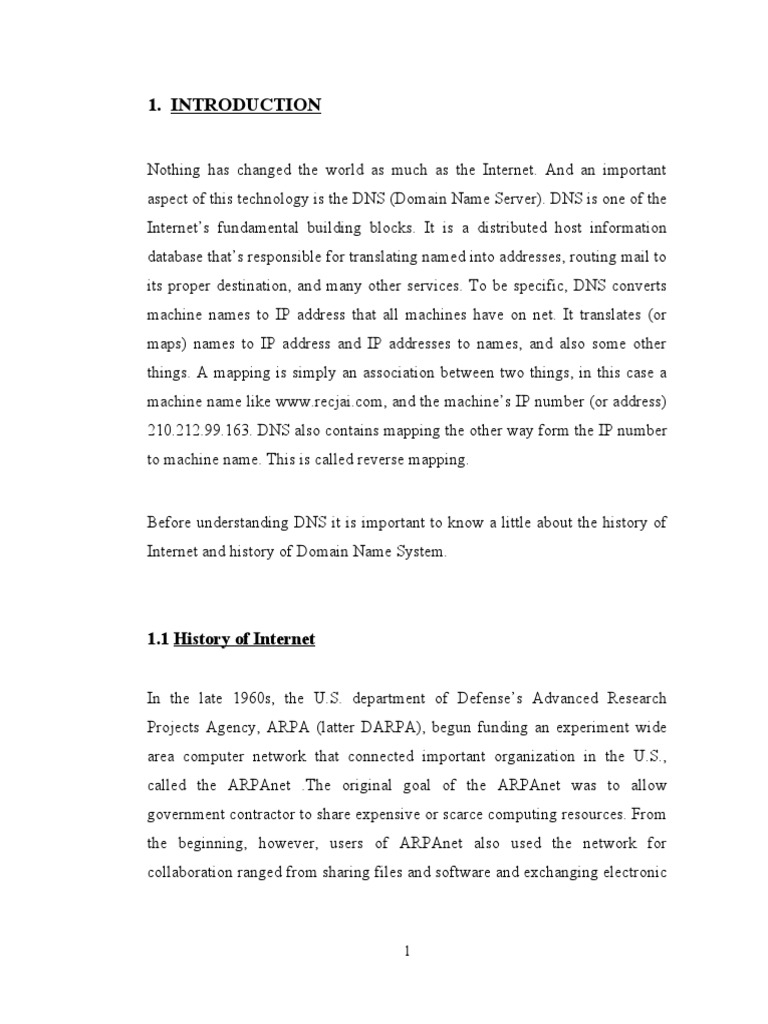 An Introduction to the History and Functionality of the Domain Name System (DNS) | PDF | Domain ...