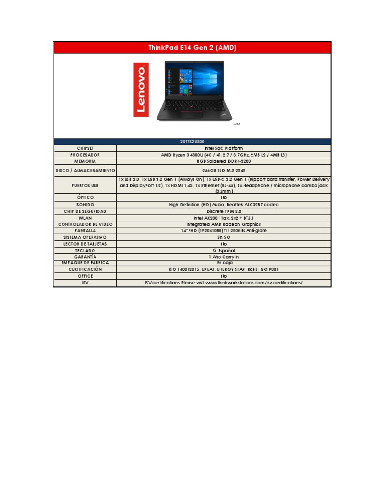20T7S2US00 ThinkPad E14 Gen 2 | PDF