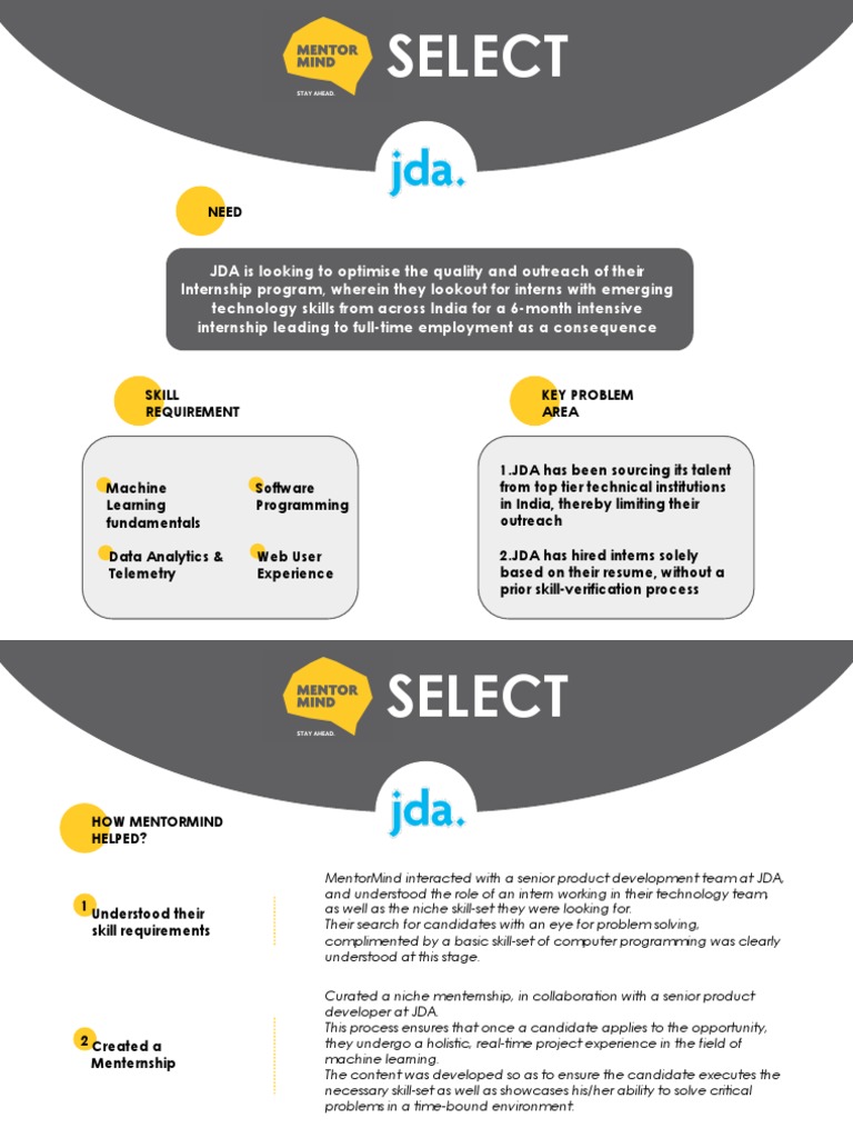 JDA Case Study | PDF | Analytics | Internship