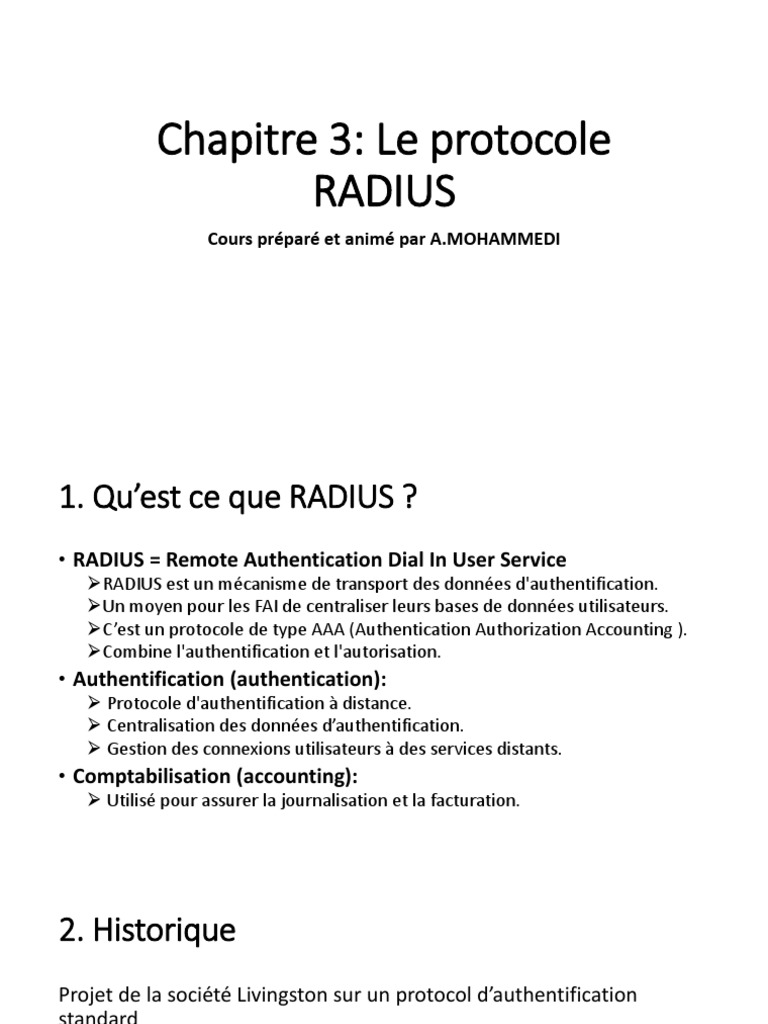 Chapitre 3 - Le Protocole Radius | PDF