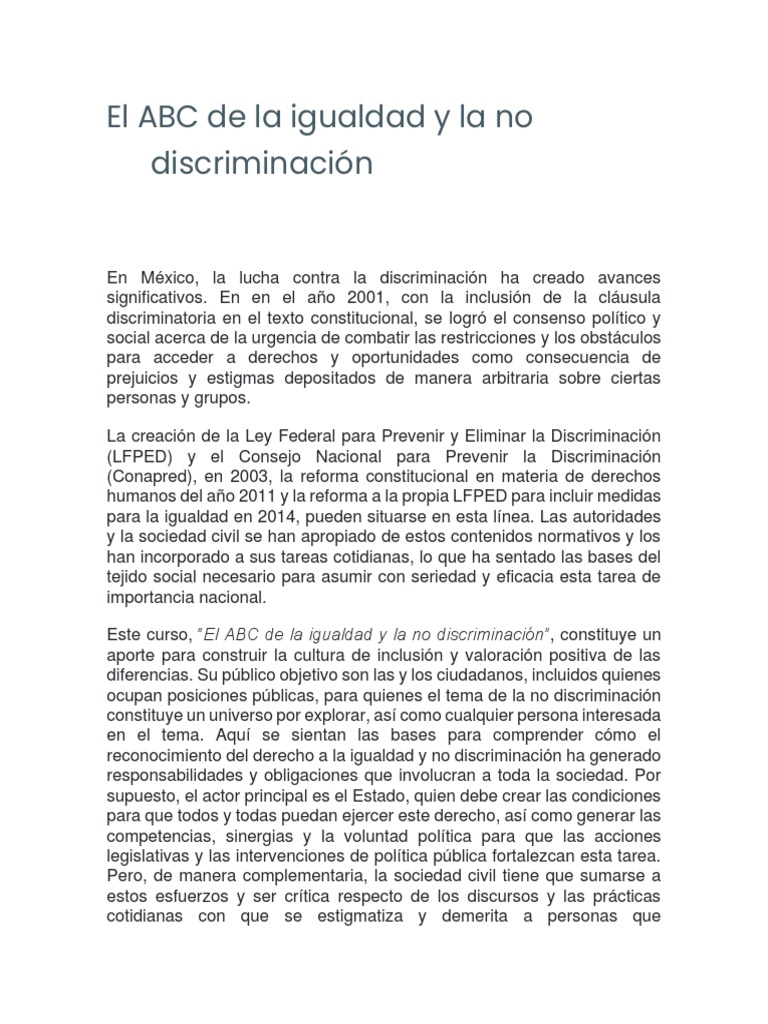 El ABC de La Igualdad y La No Discriminación | PDF | Derechos humanos ...