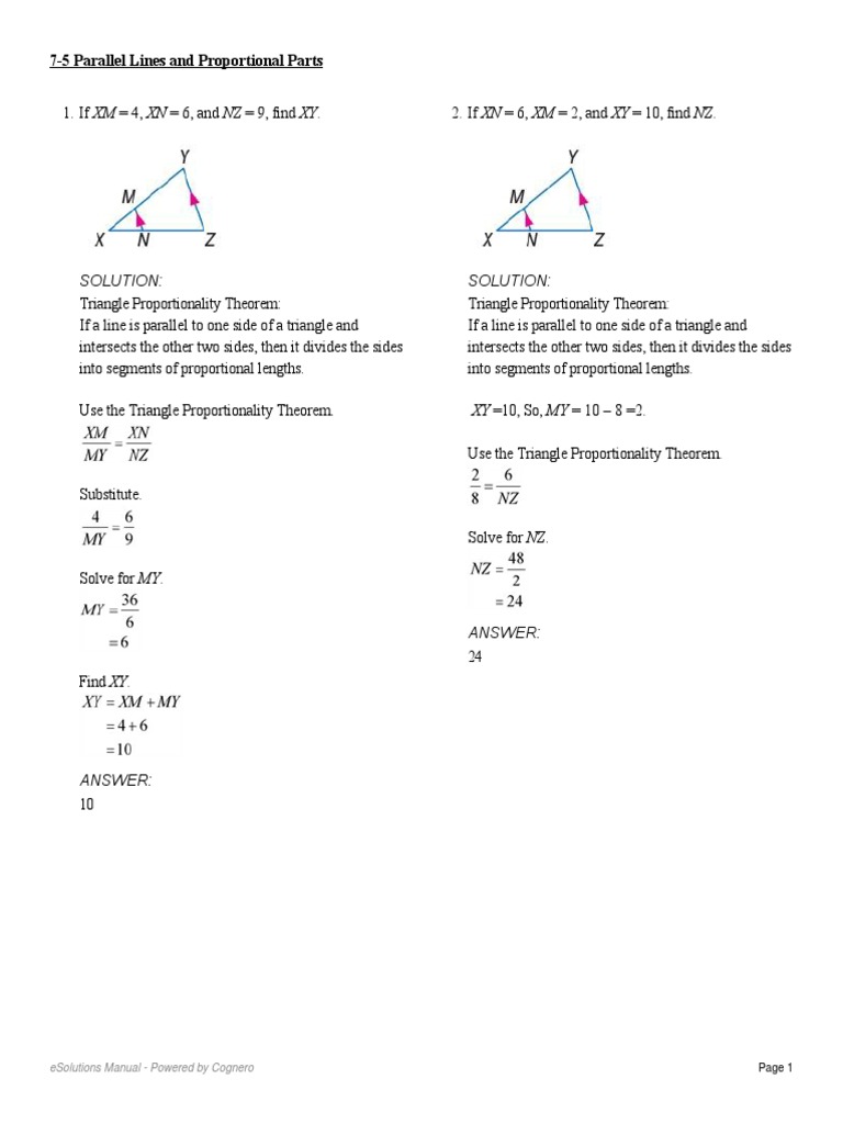 7 5 Parallel Lines and Proportional Parts | PDF