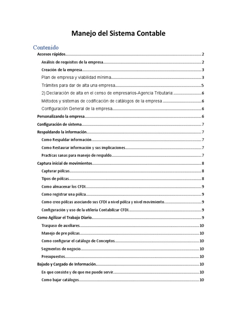 Manejo Del Sistema Contable | PDF