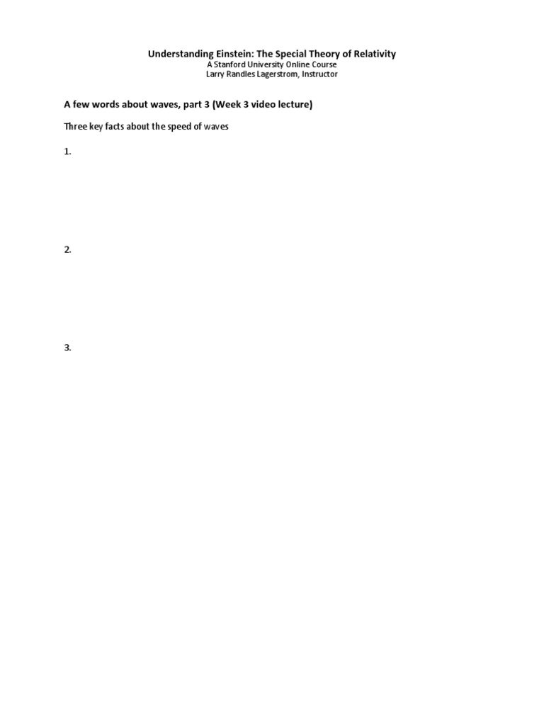 Understanding Einstein: The Special Theory of Relativity: Three Key ...