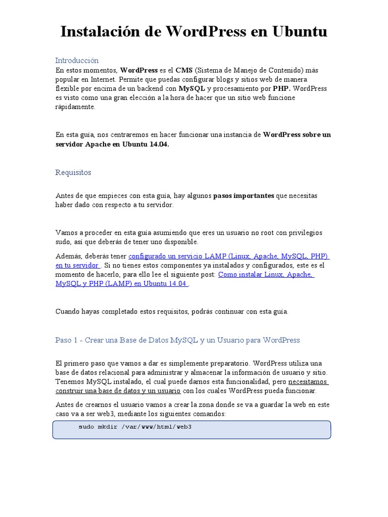 Guía completa para instalar WordPress en Ubuntu de forma local utilizando Apache, MySQL y PHP ...
