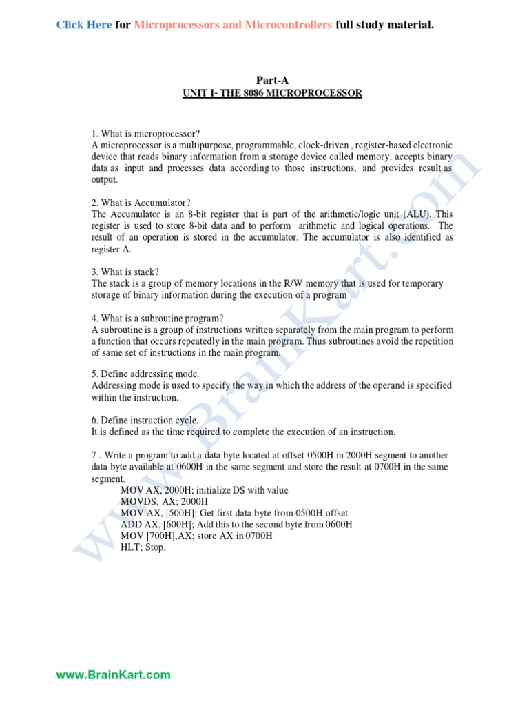 125 - EC8691, EC6504 Microprocessors and Microcontrollers - Important ... 125 - EC8691, EC6504 Microprocessors and Microcontrollers - Important ...