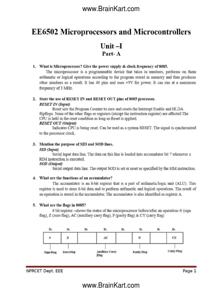 125 Ee8551 Ee6502 Microprocessors And Microcontrollers Important Questions Pdf 