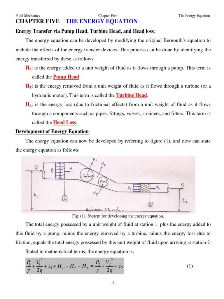 (Chapter 5) The Energy Equation | PDF | Power (Physics) | Pump