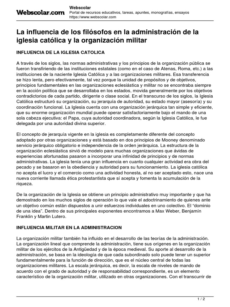La Influencia de Los Filosofos en La Administracion de La Iglesia ...
