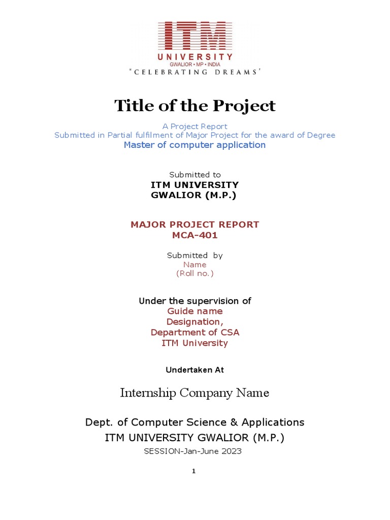 MCA Project Report Format | PDF