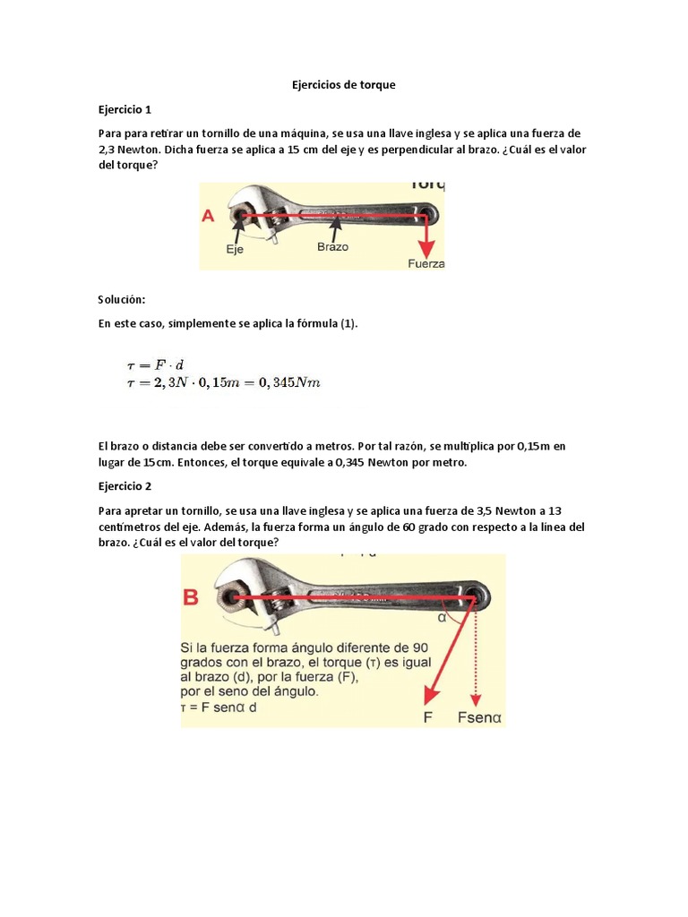 Ejercicios de Torque Ejercicio 1 | PDF