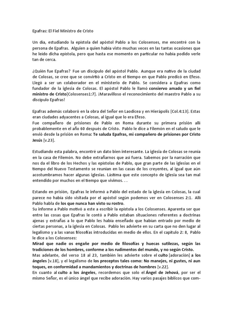 Epafras | PDF | Pablo el apóstol | Cristo (título)