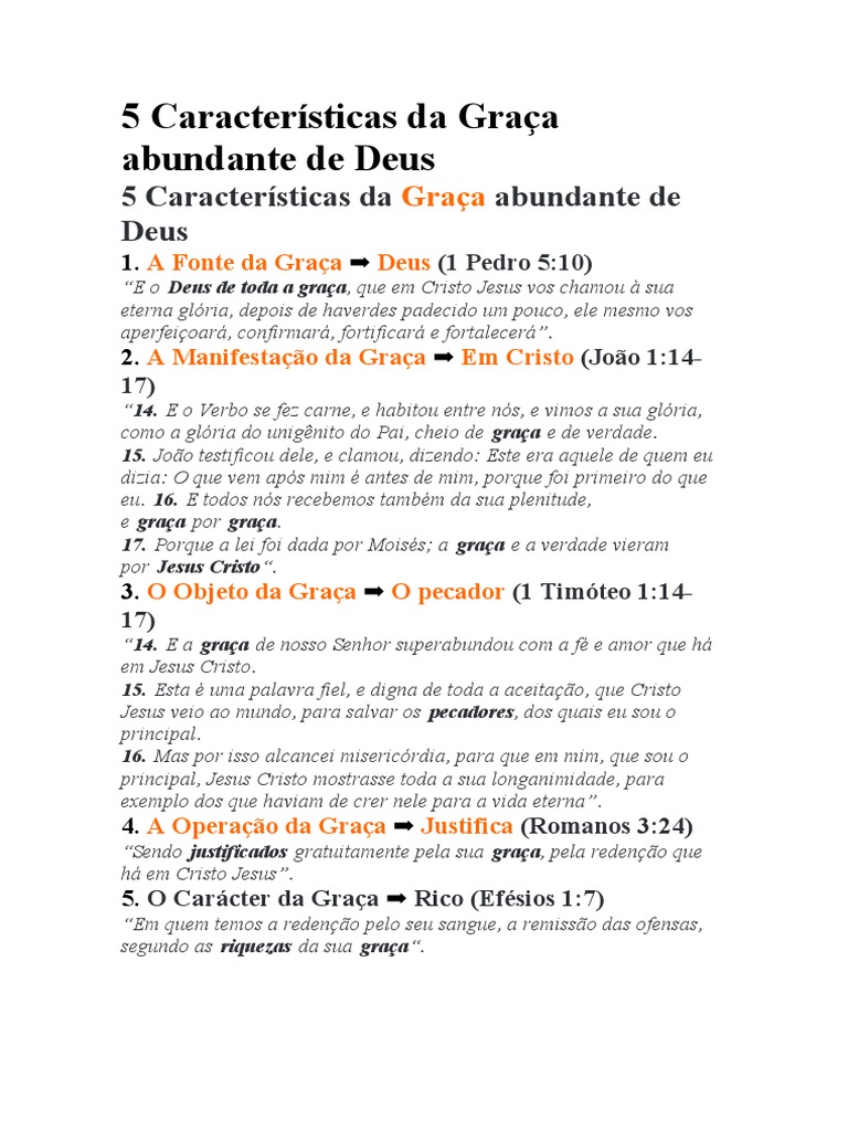 Características da Graça Abundante de Deus | PDF