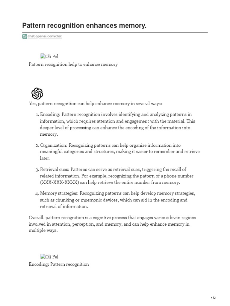 Pattern Recognition Enhances Memory | Download Free PDF | Memory ...