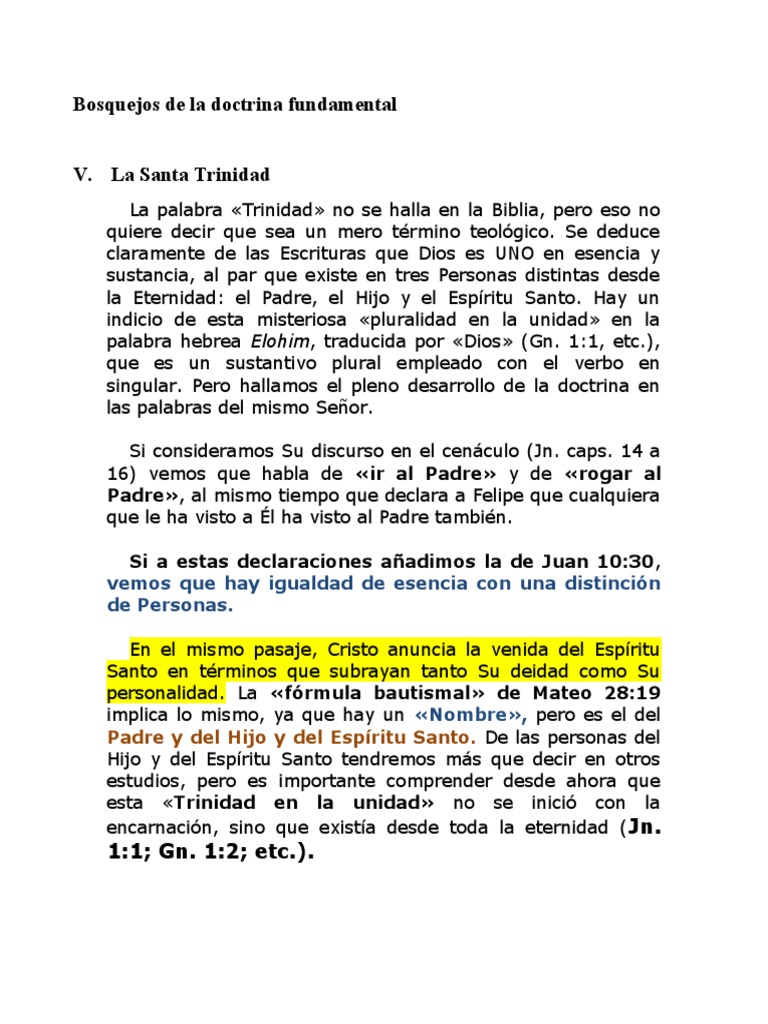 Bosquejos de La Doctrina Fundamental | PDF | espíritu Santo | Jesús