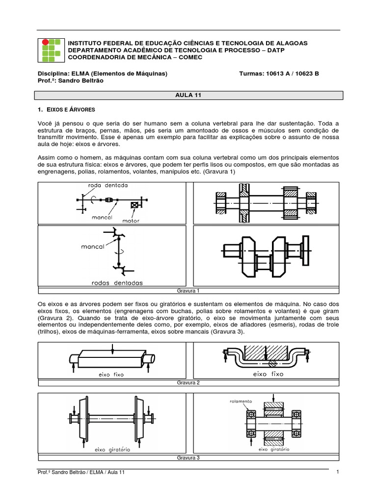 Aula 11 ELMA - Eixos e Árvores | PDF | Máquina-ferramenta | Engenharia Mecânica