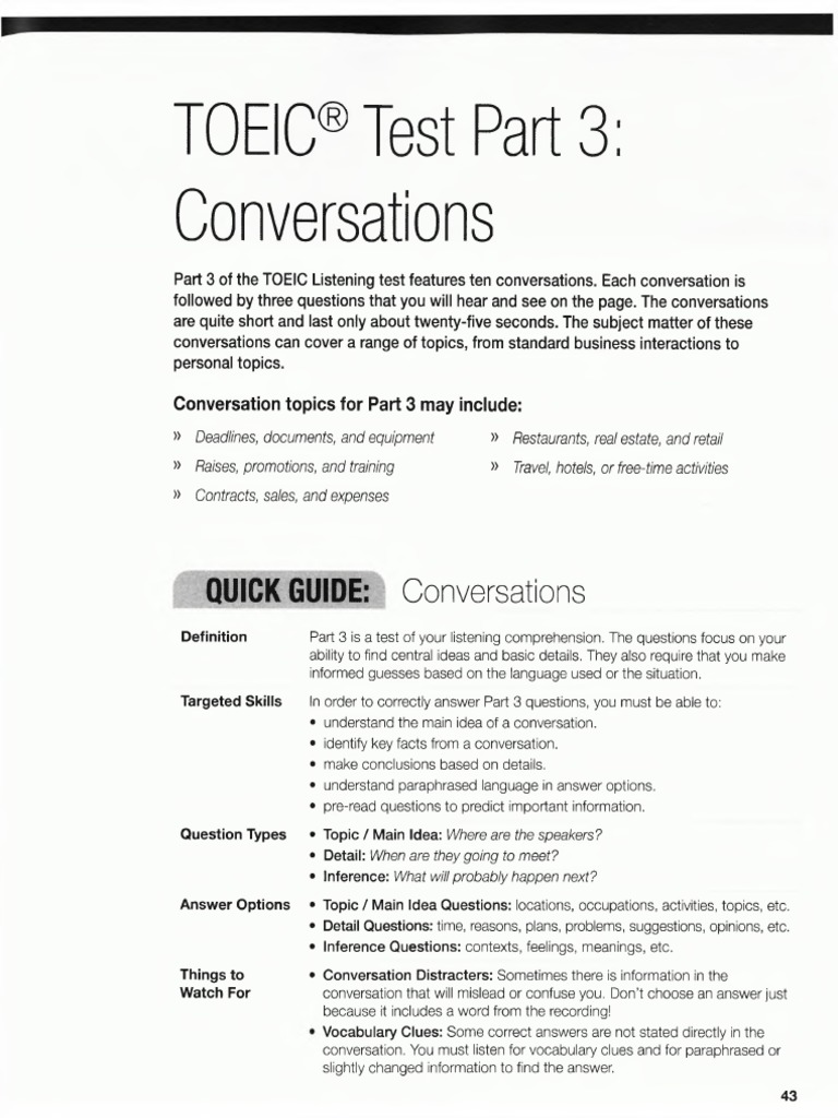 TOEIC Part 3 - Conversations | PDF | Conversation | Waiting Staff