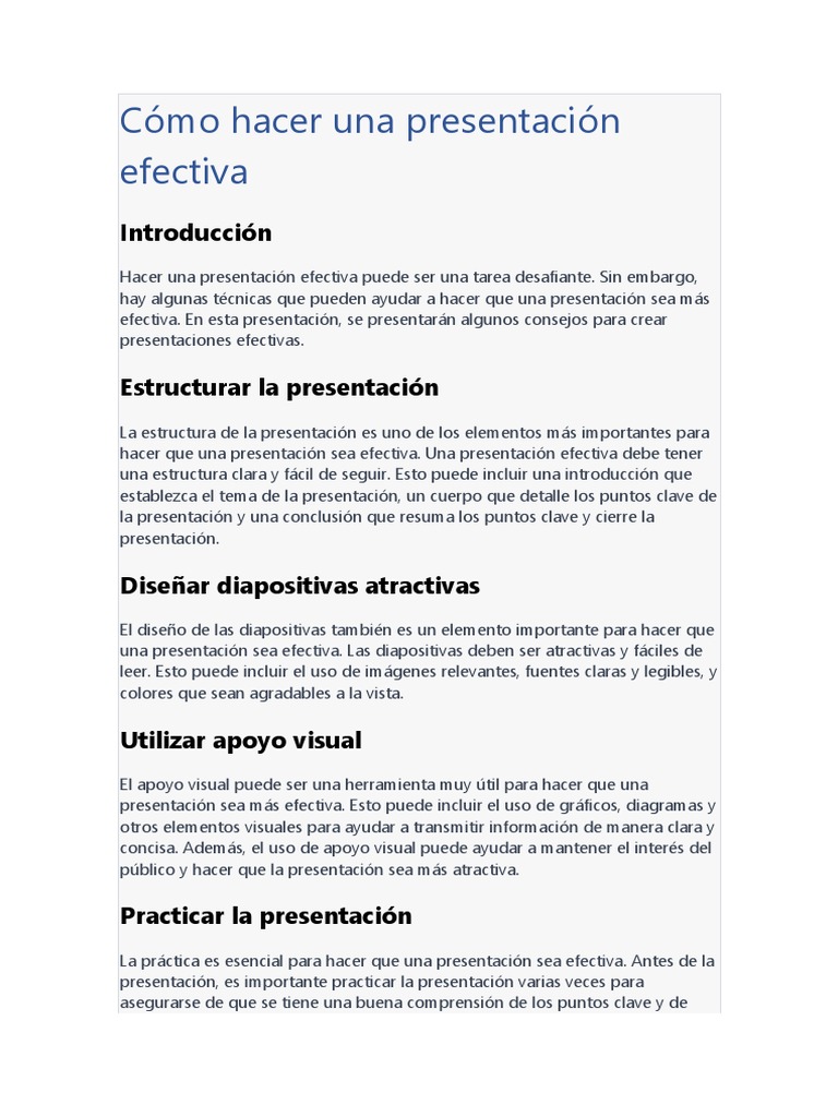 Cómo Hacer Una Presentación Efectiva | PDF