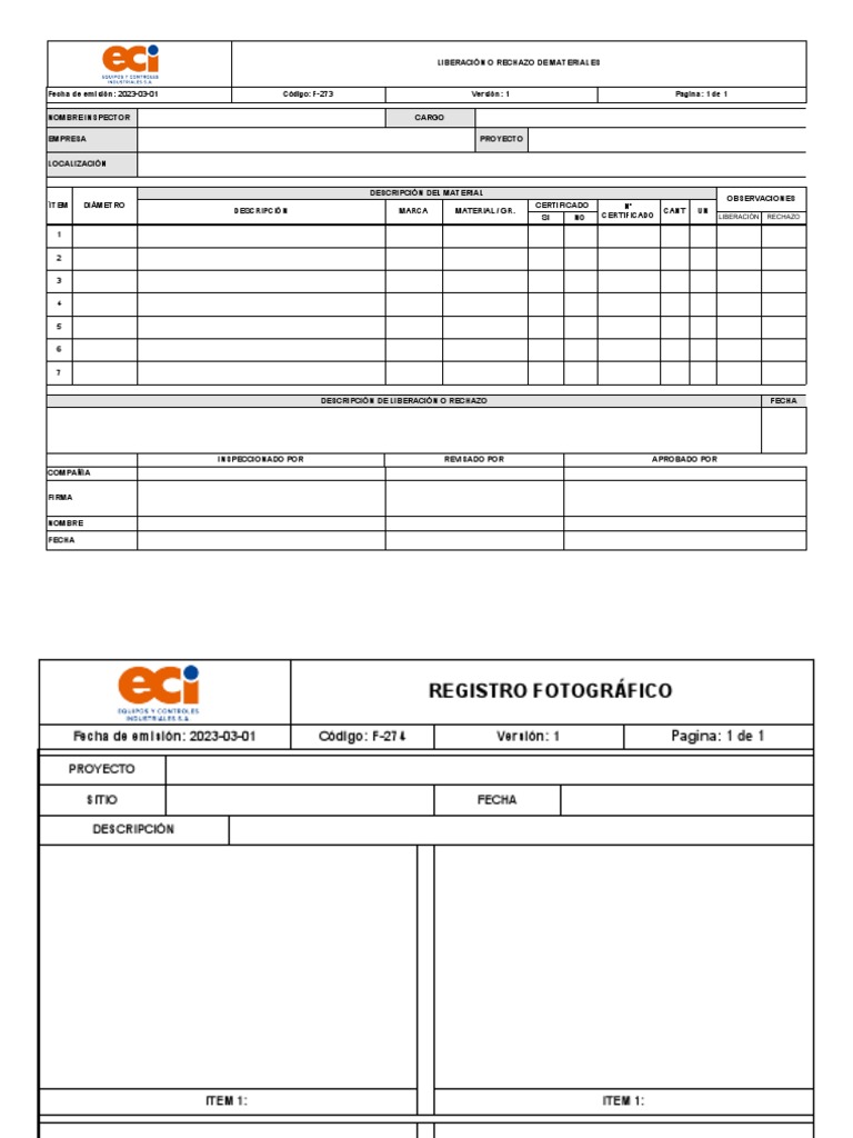 F-273 Liberación o Rechazo de Materiales | PDF