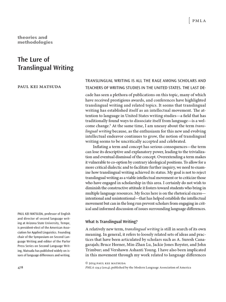 The Lure of Translingual Writing | PDF