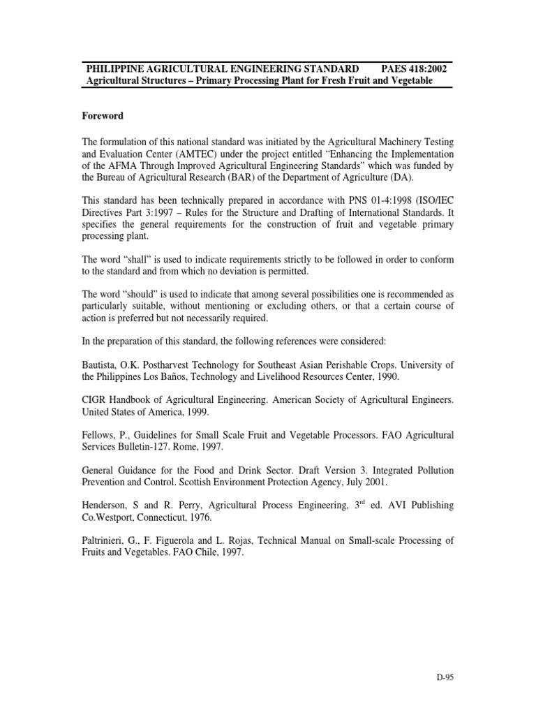 Primary Processing Plant For Fresh Fruit and Vegetable | PDF