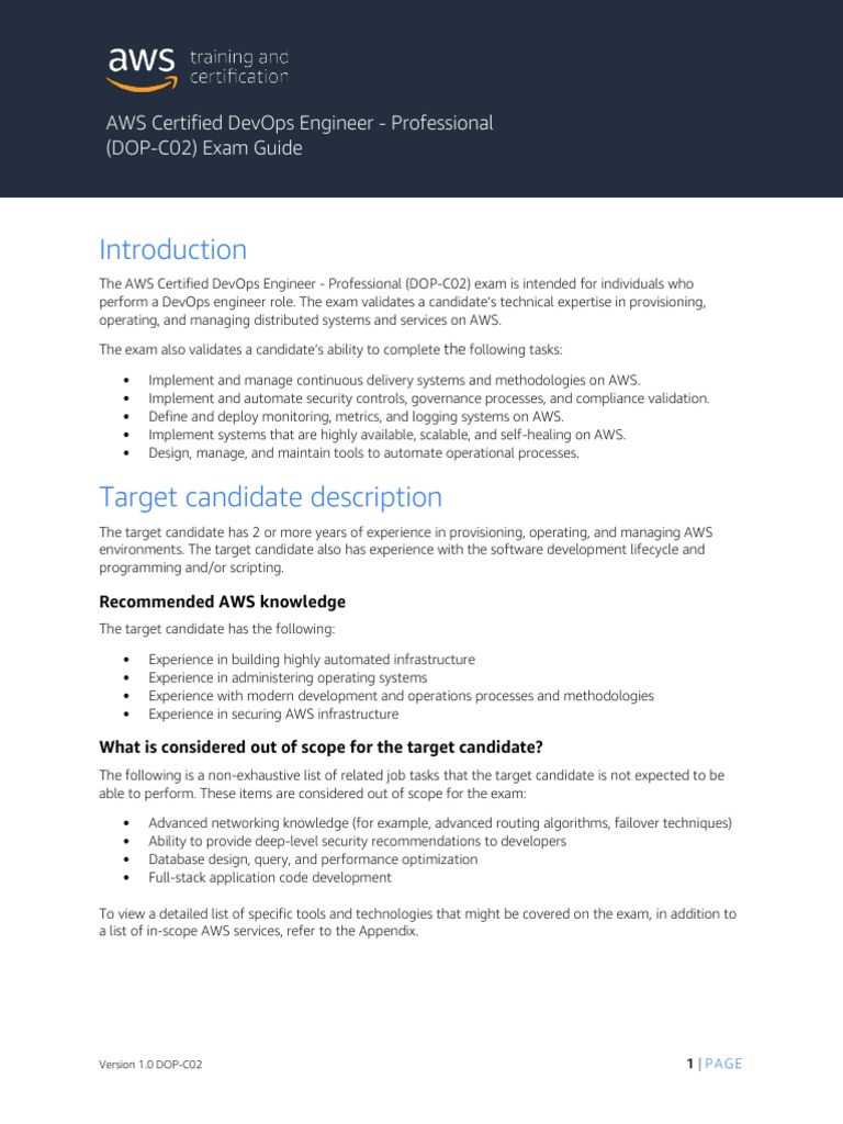AWS Certified DevOps Engineer Exam Guide | PDF | Amazon Web Services ...