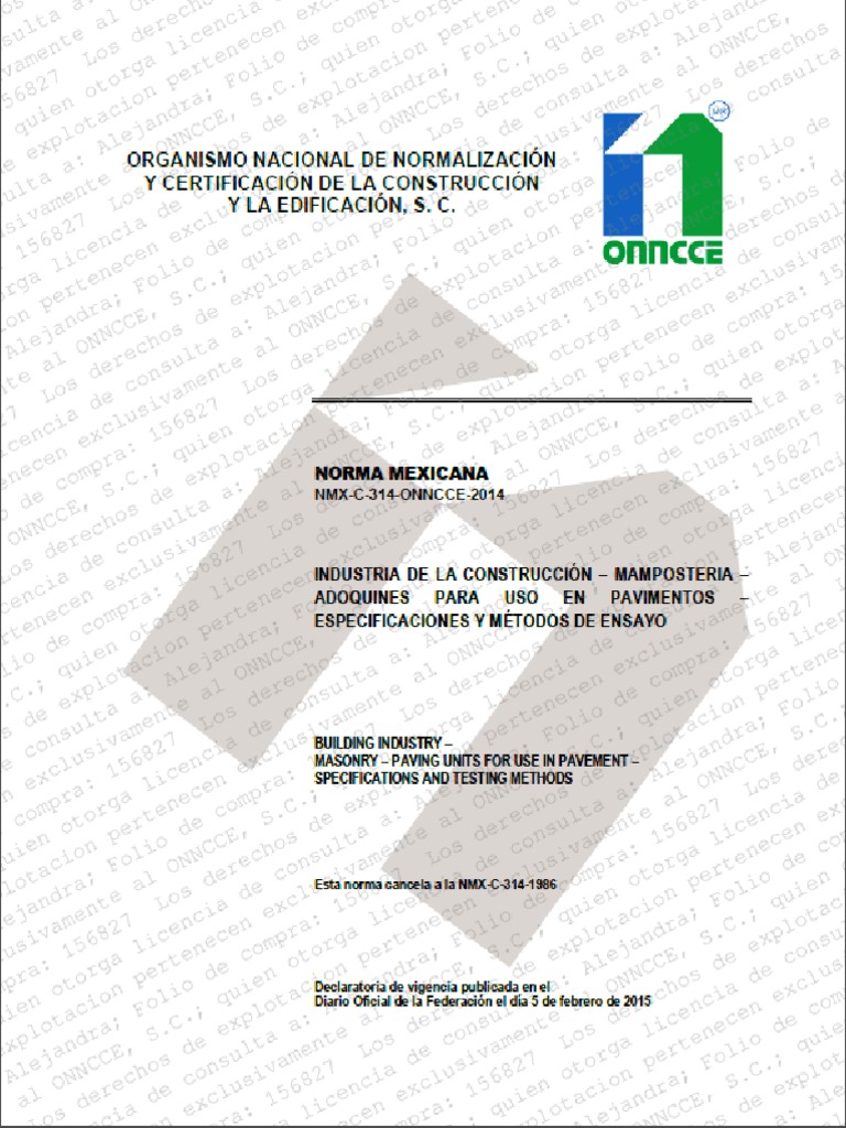 NMX C 314 Onncce 2014 | PDF