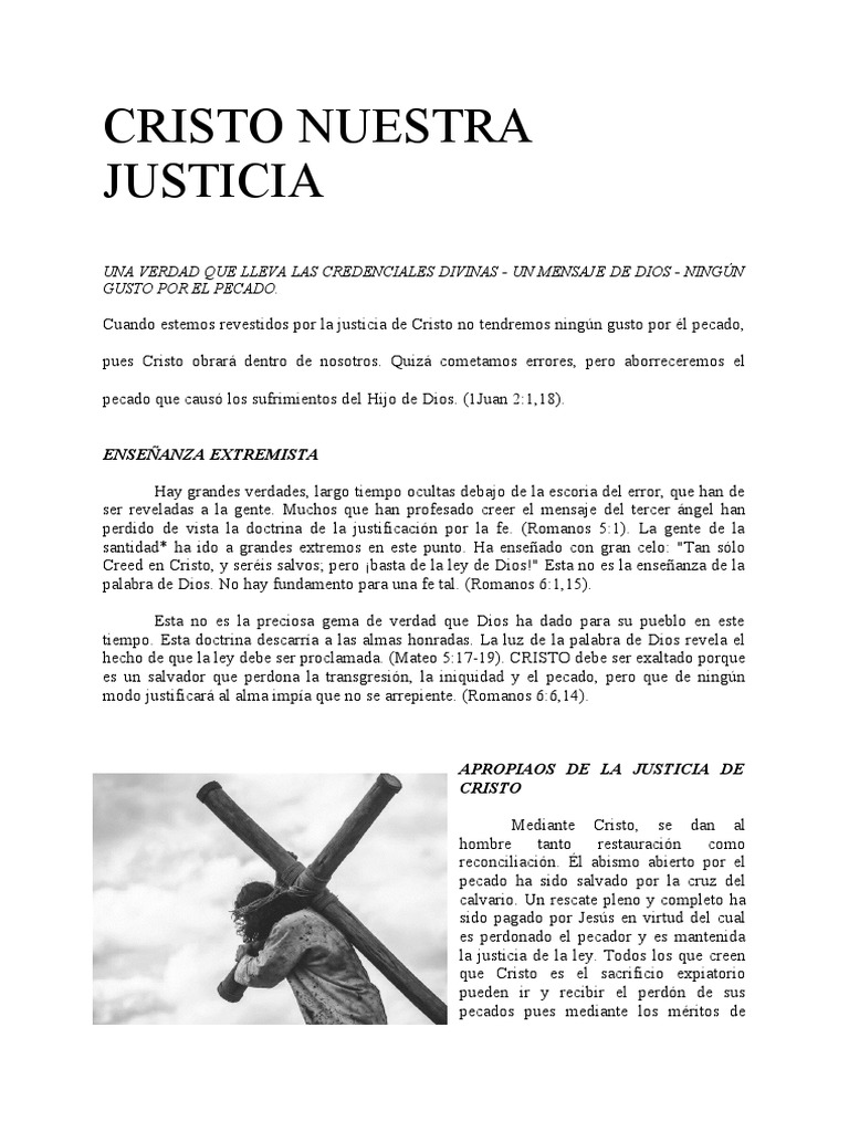Cristo Nuestra Justicia | PDF | Pecado | Cristo (título)
