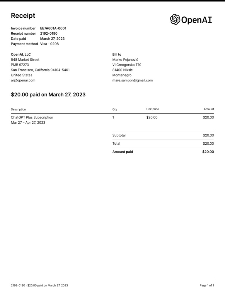 Receipt 2192 0190 | PDF